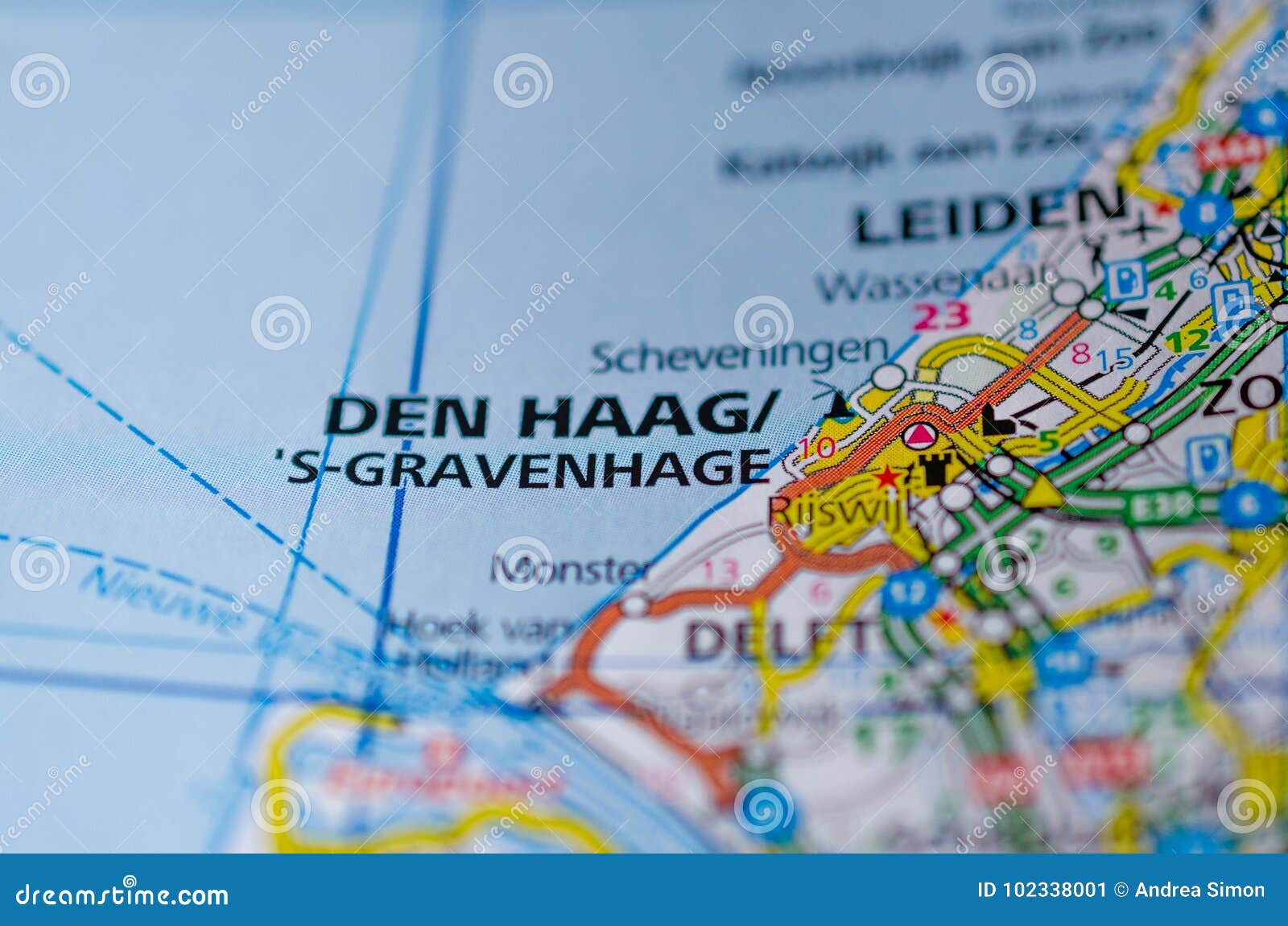 The Hague on map stock image. Image of route, atlas - 102338001