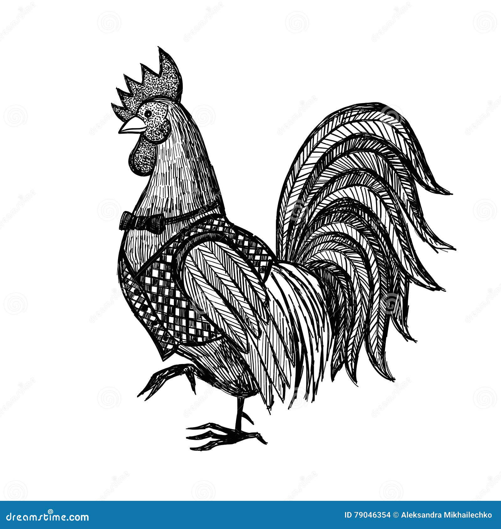 Hahn in der Skizzenart vektor abbildung. Illustration von vogel - 79046354