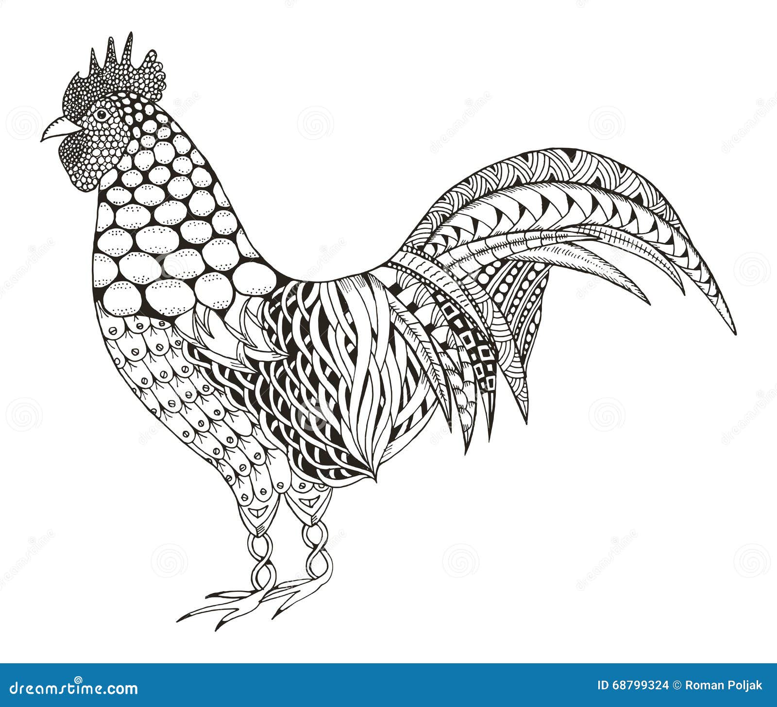 Hahn Zentangle Stilisierte, Vector, Illustration, Muster, Freeh Vektor ...