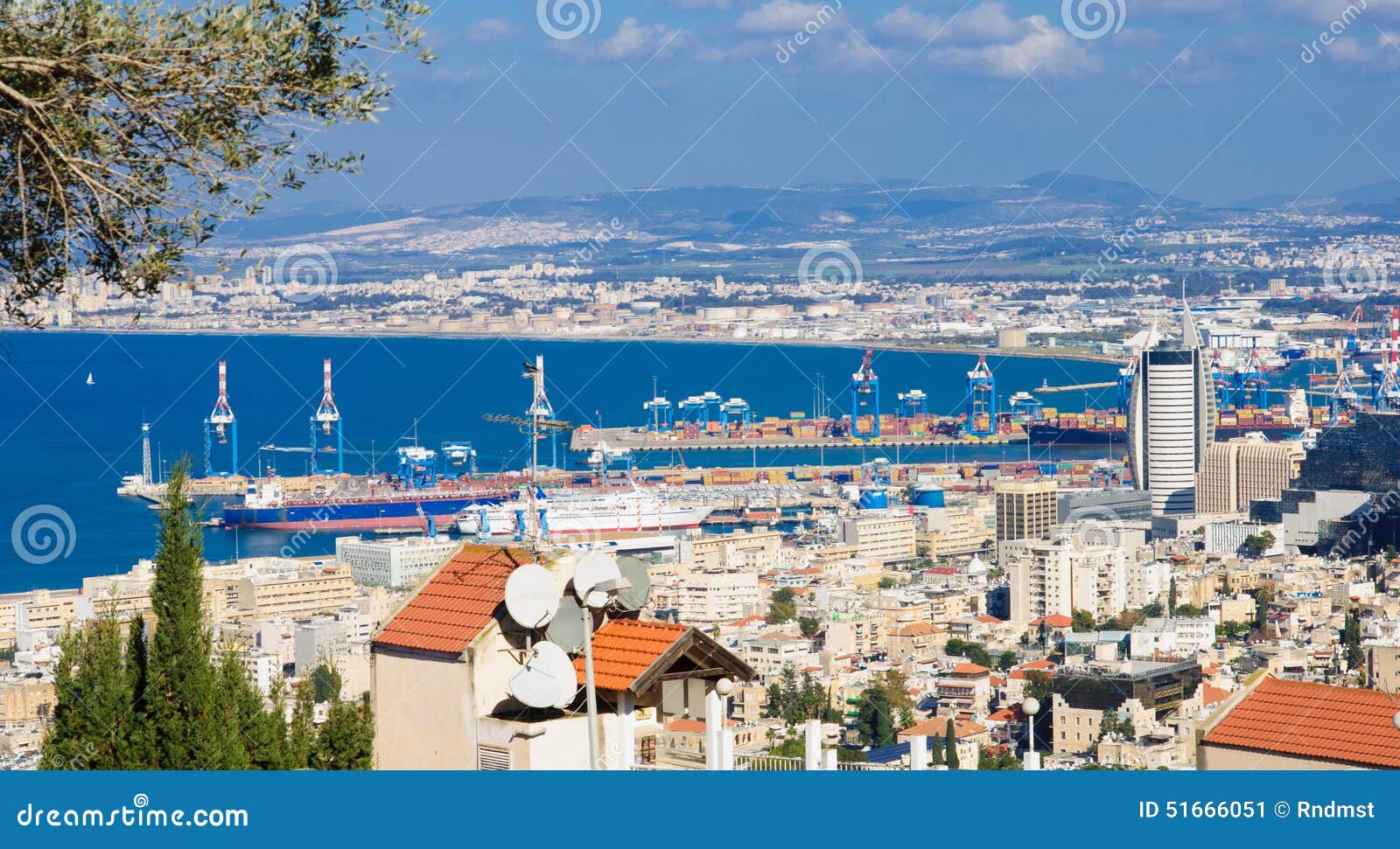 Haifa Bay stock image. Image of building, water, harbor - 51666051