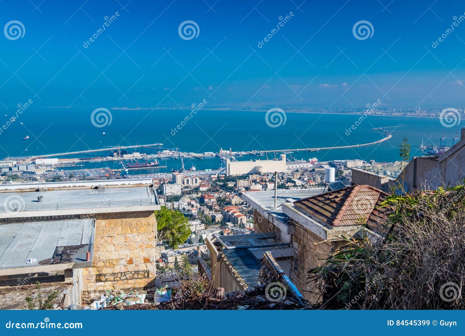 Haifa Cityscape and Harbour Stock Image - Image of cityscape, middle ...
