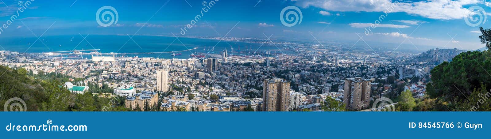 Haifa Cityscape and Harbour Stock Photo - Image of downtown, holiday ...