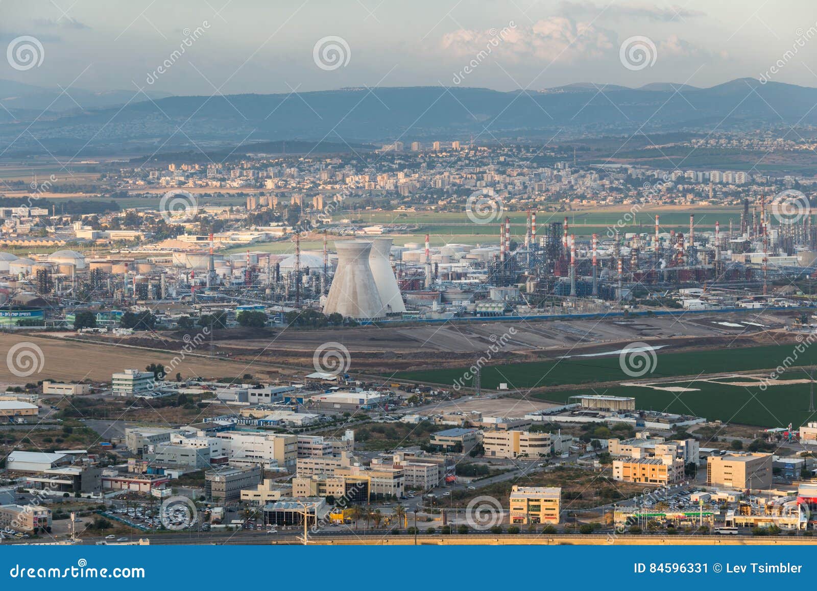 Haifa cityscape at sunset stock image. Image of industrial - 84596331