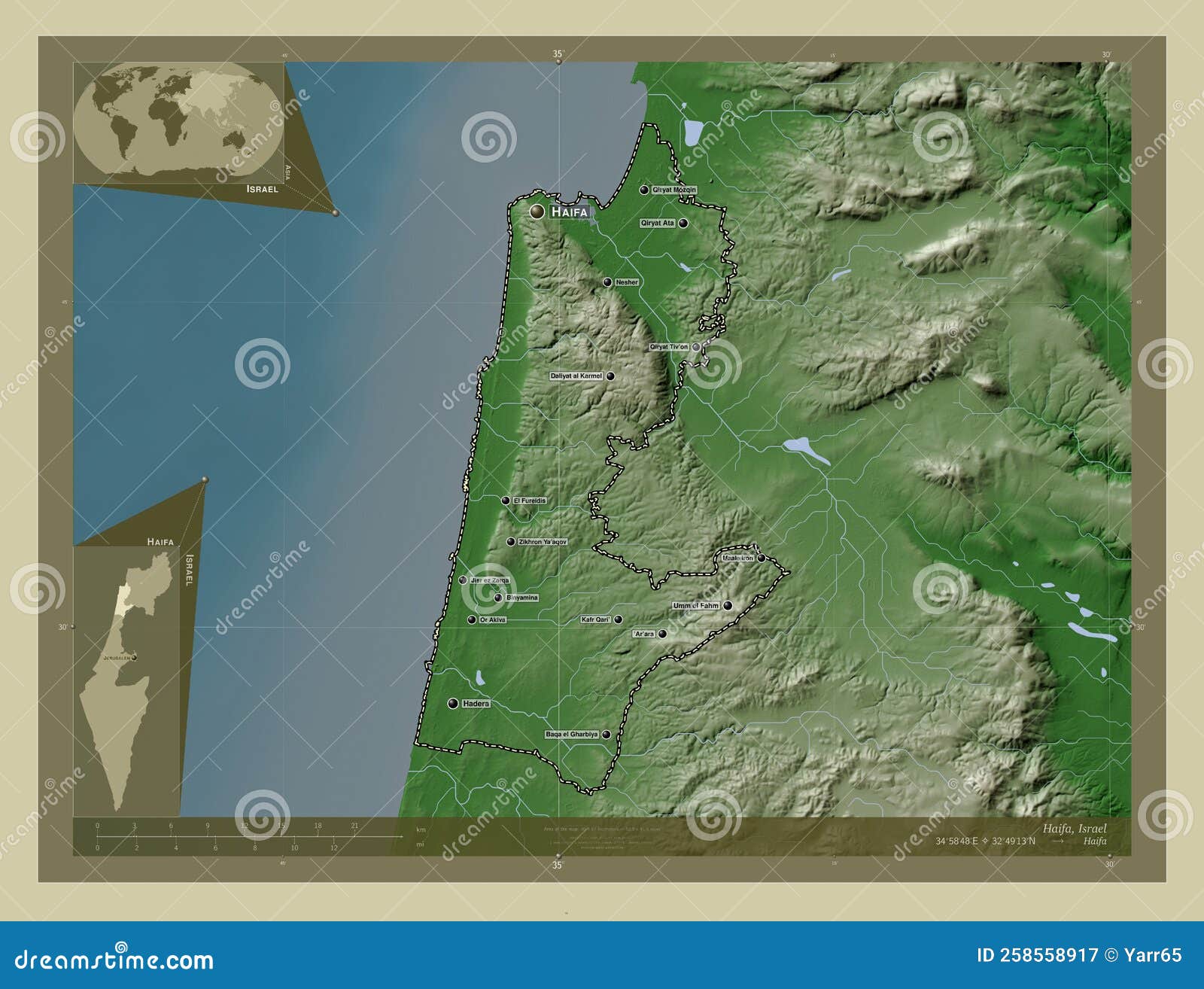 Haifa, Israel. Wiki. Labelled Points of Cities Stock Illustration ...