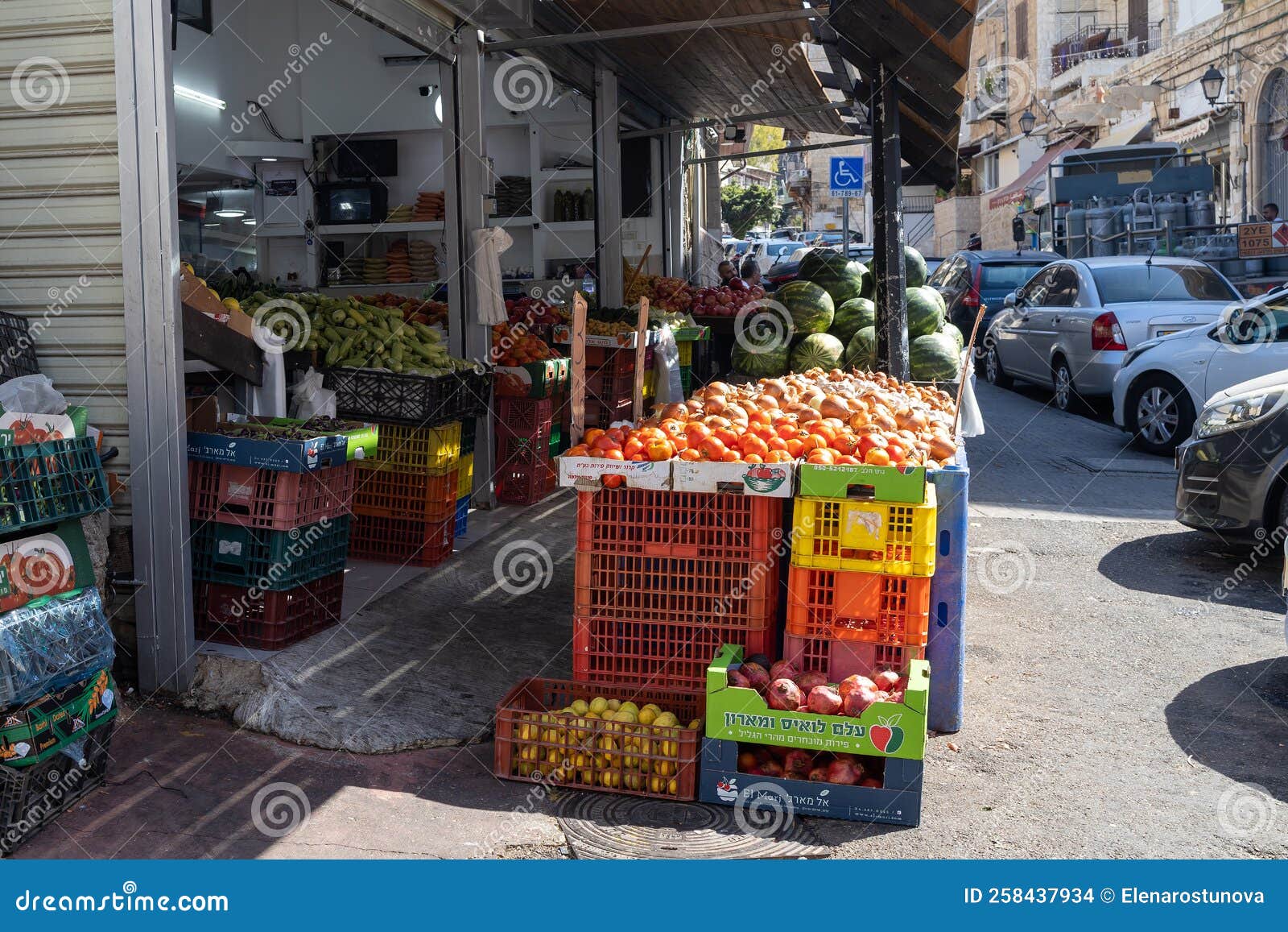 Arabic Market. Rows with Fruit Boxes Editorial Stock Image - Image of ...