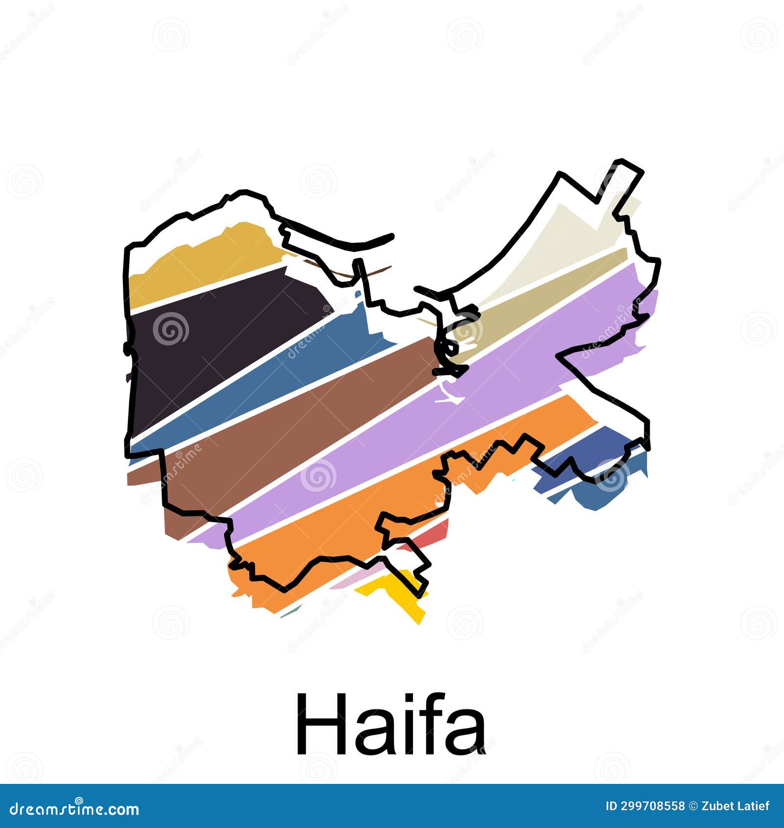 Haifa Map Icon Vector Illustration Design Template, Stylized Vector ...