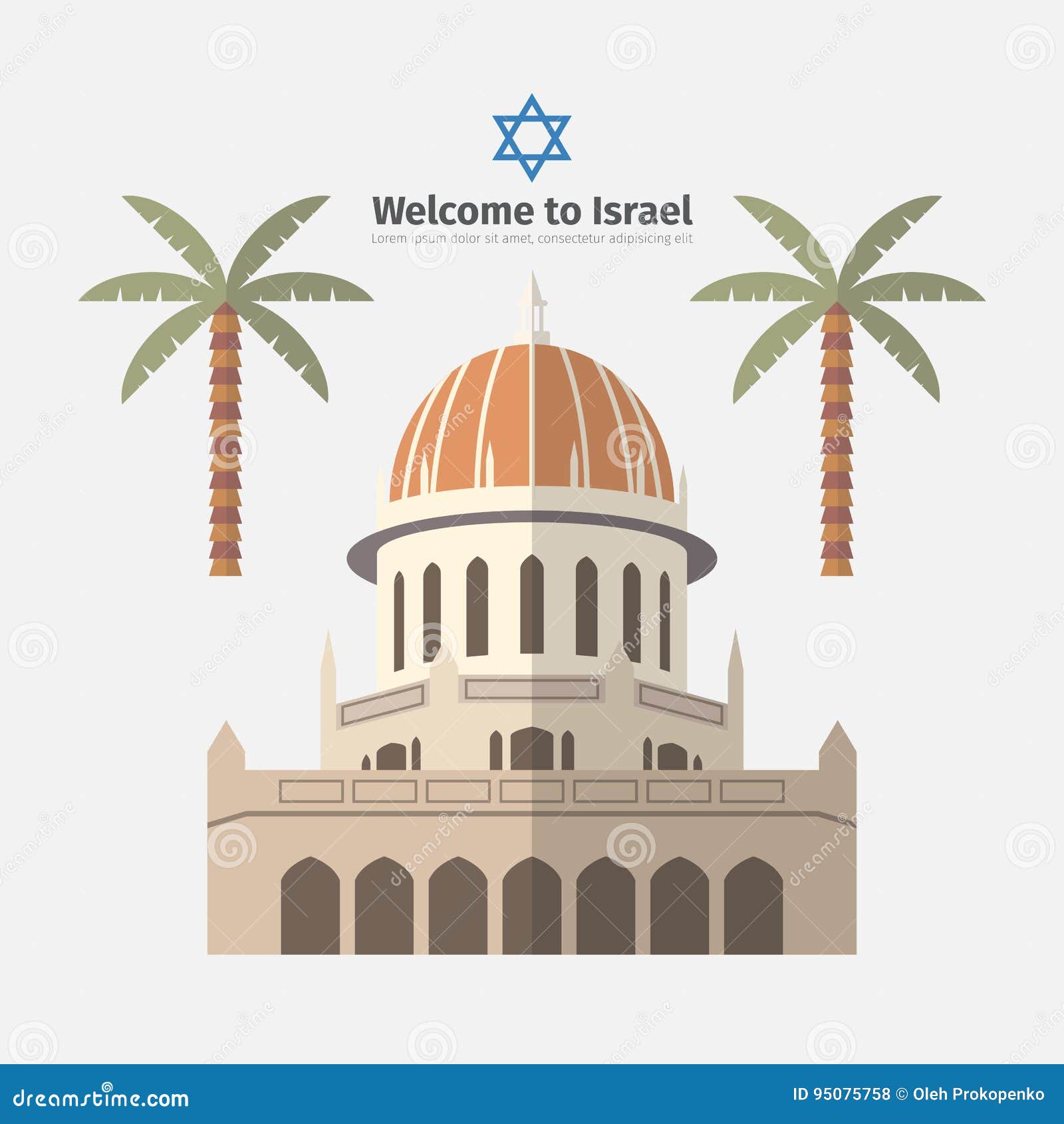 Haifa Poster. Flat Icon. Vector Template Stock Vector - Illustration of ...