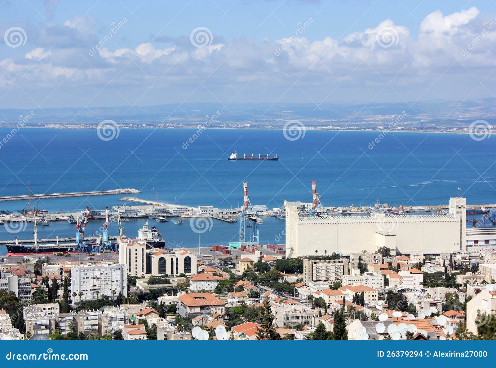 Haifa and Waters of the Port , Israel, Mediterrane Stock Photo - Image ...