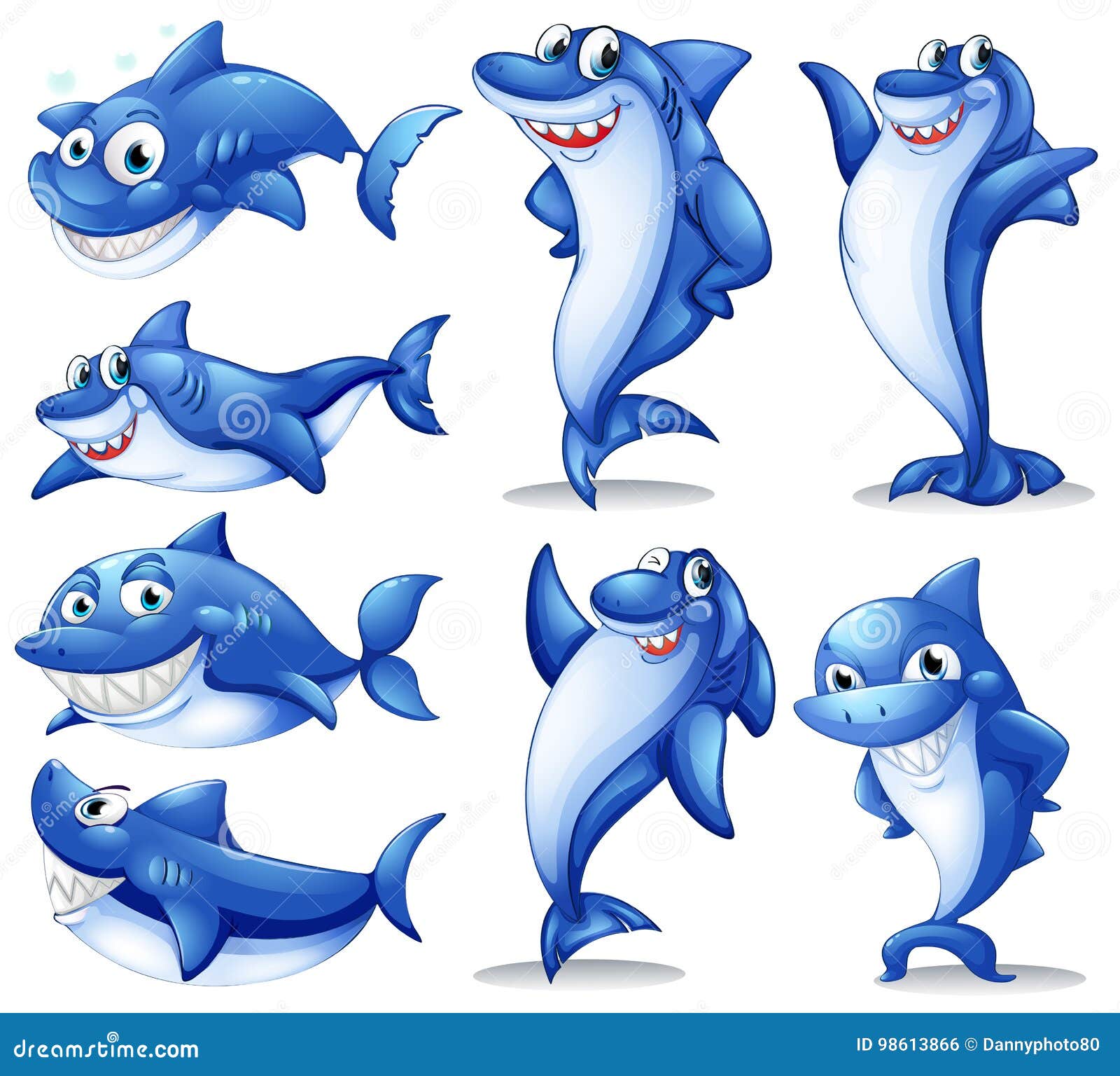 Haifisch in Den Verschiedenen Positionen Vektor Abbildung ...