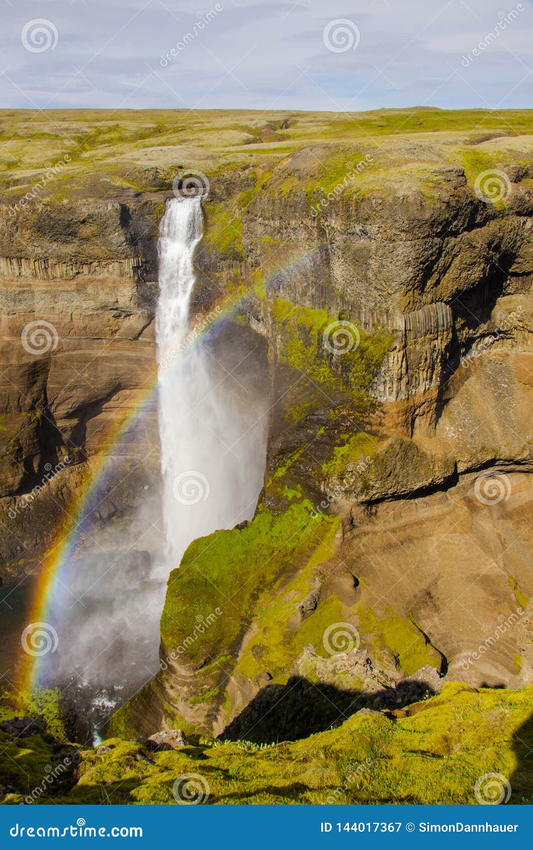 Haifoss - Waterfall in Iceland Stock Image - Image of green, river ...