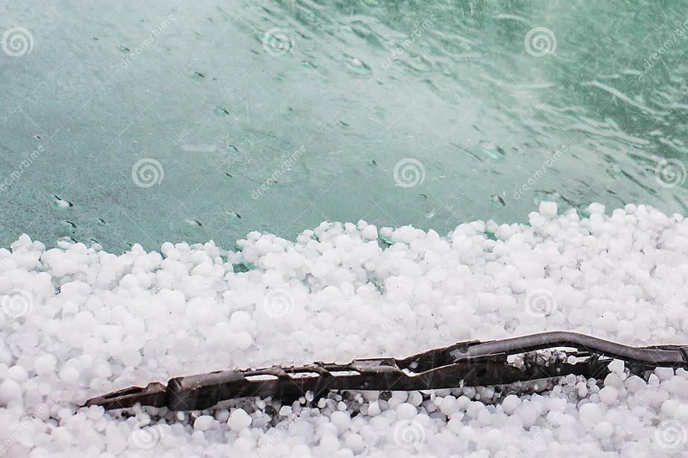 Hail on car windshield stock image. Image of summer - 344850721