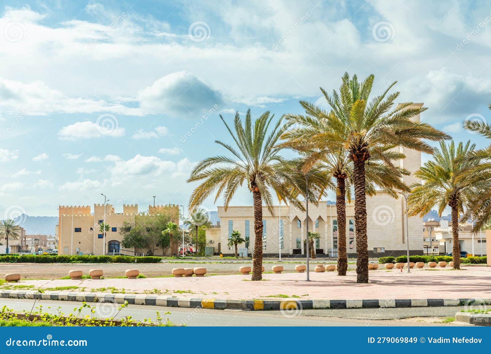 Hail City Central Square with Palms in the Front, Hail, Saudi Arabia ...