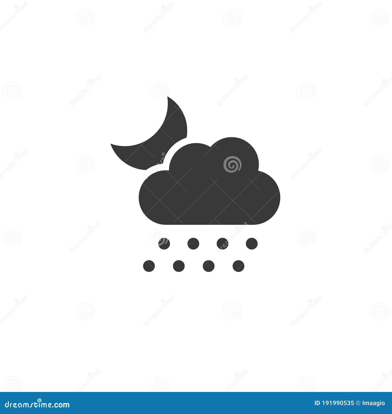 Hail, Cloud and Moon. Icon. Night Weather Glyph Vector Illustration ...