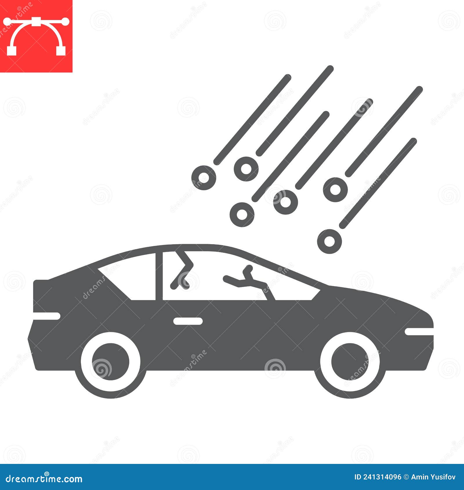 Hail damage glyph icon stock vector. Illustration of automobile - 241314096