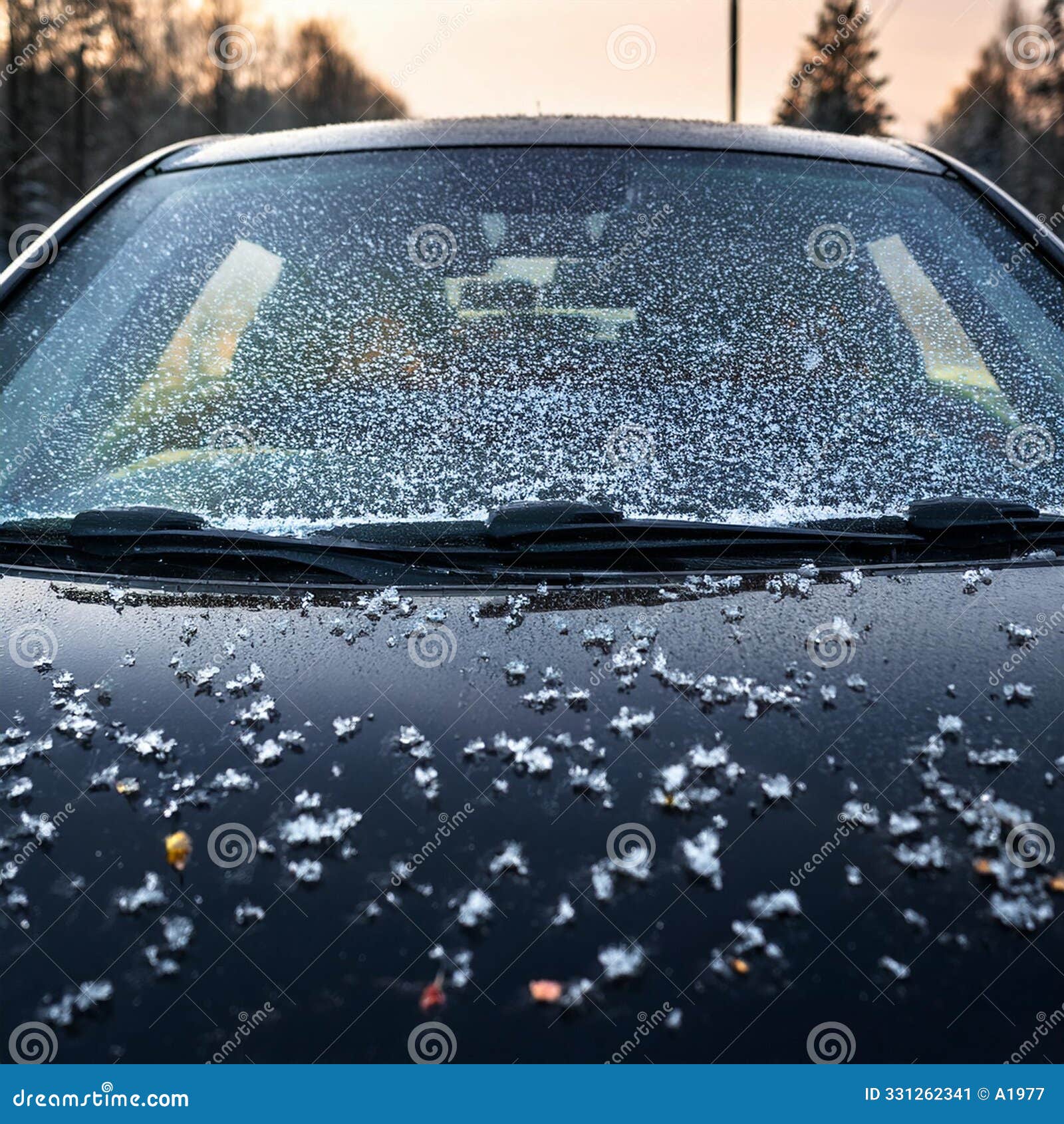 Hail Falling On The Windscreen Of A Car, AI Generated Stock Photo ...