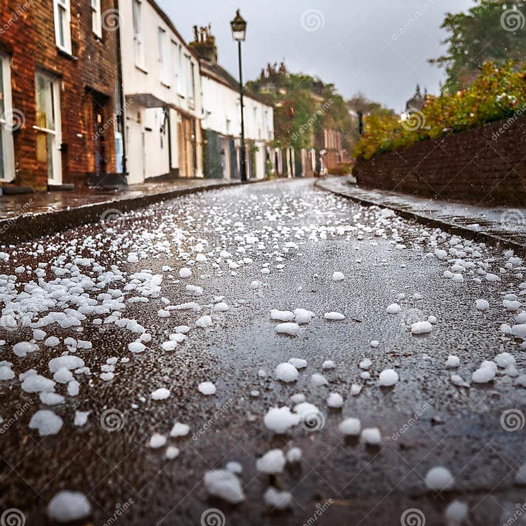 Hail Falling on the Pavement, AI Generated Stock Illustration ...