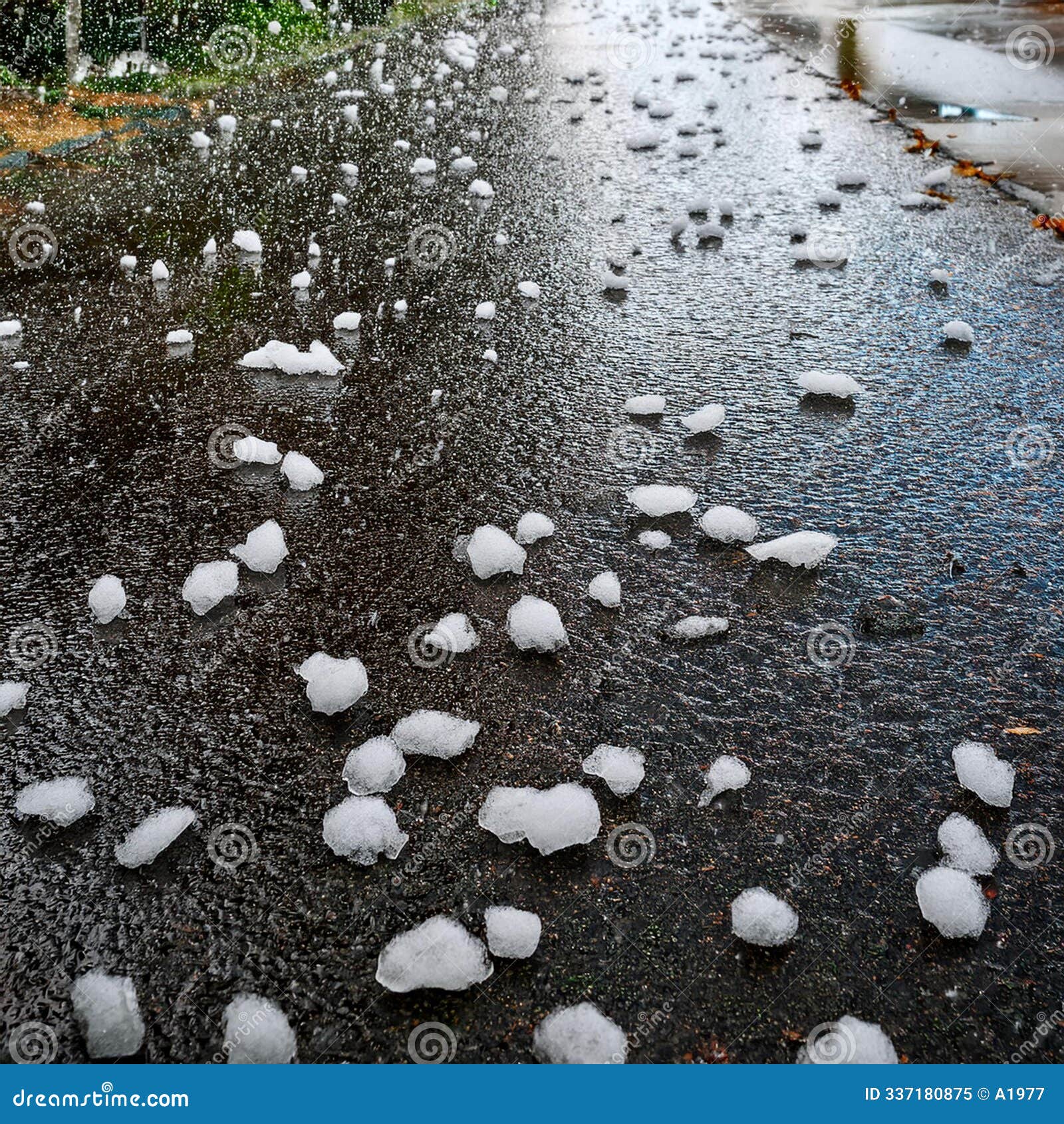 Hail Falling On The Pavement, AI Generated Royalty-Free Stock ...
