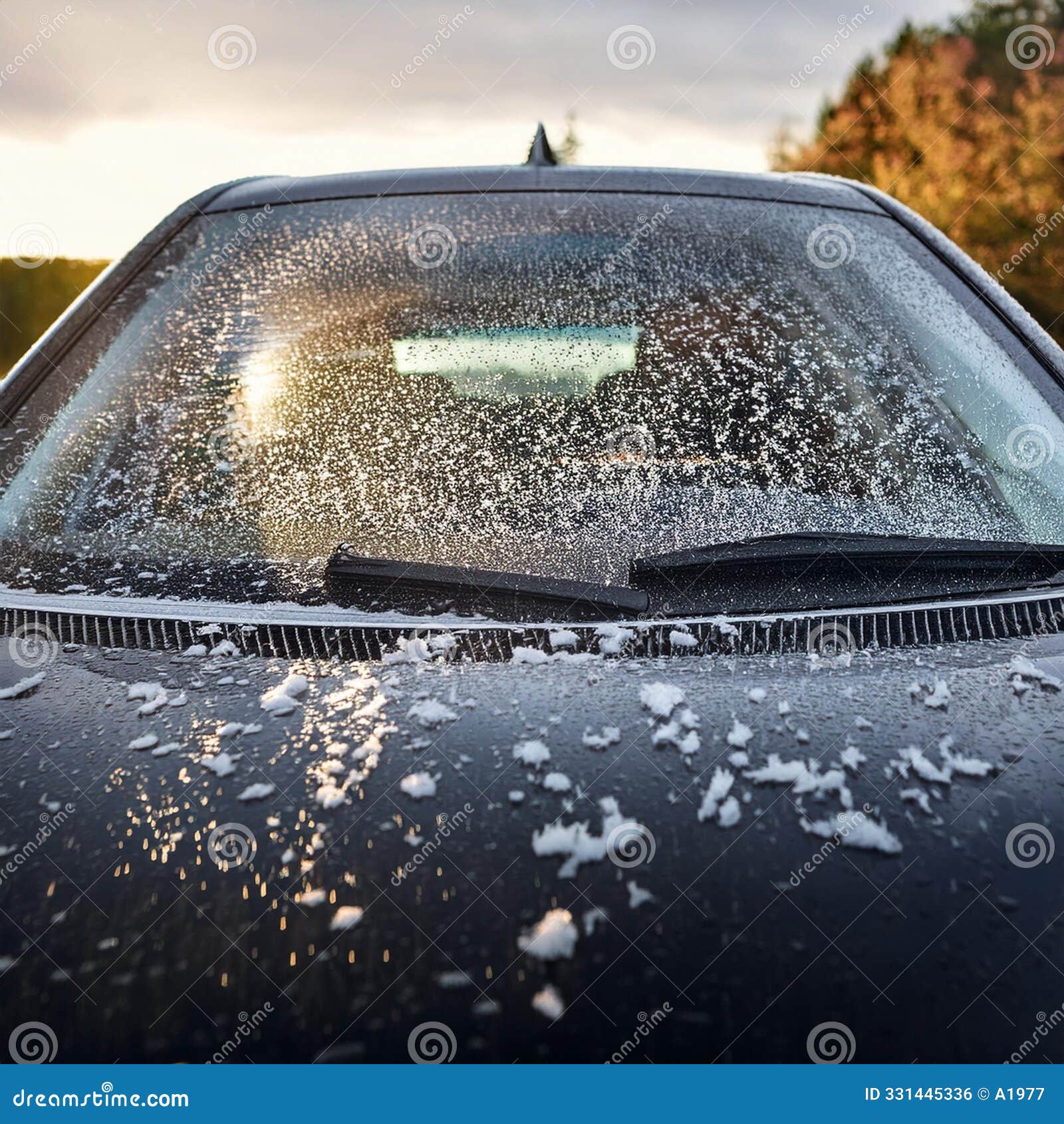 Hail Falling on the Windscreen of a Car, AI Generated Stock ...