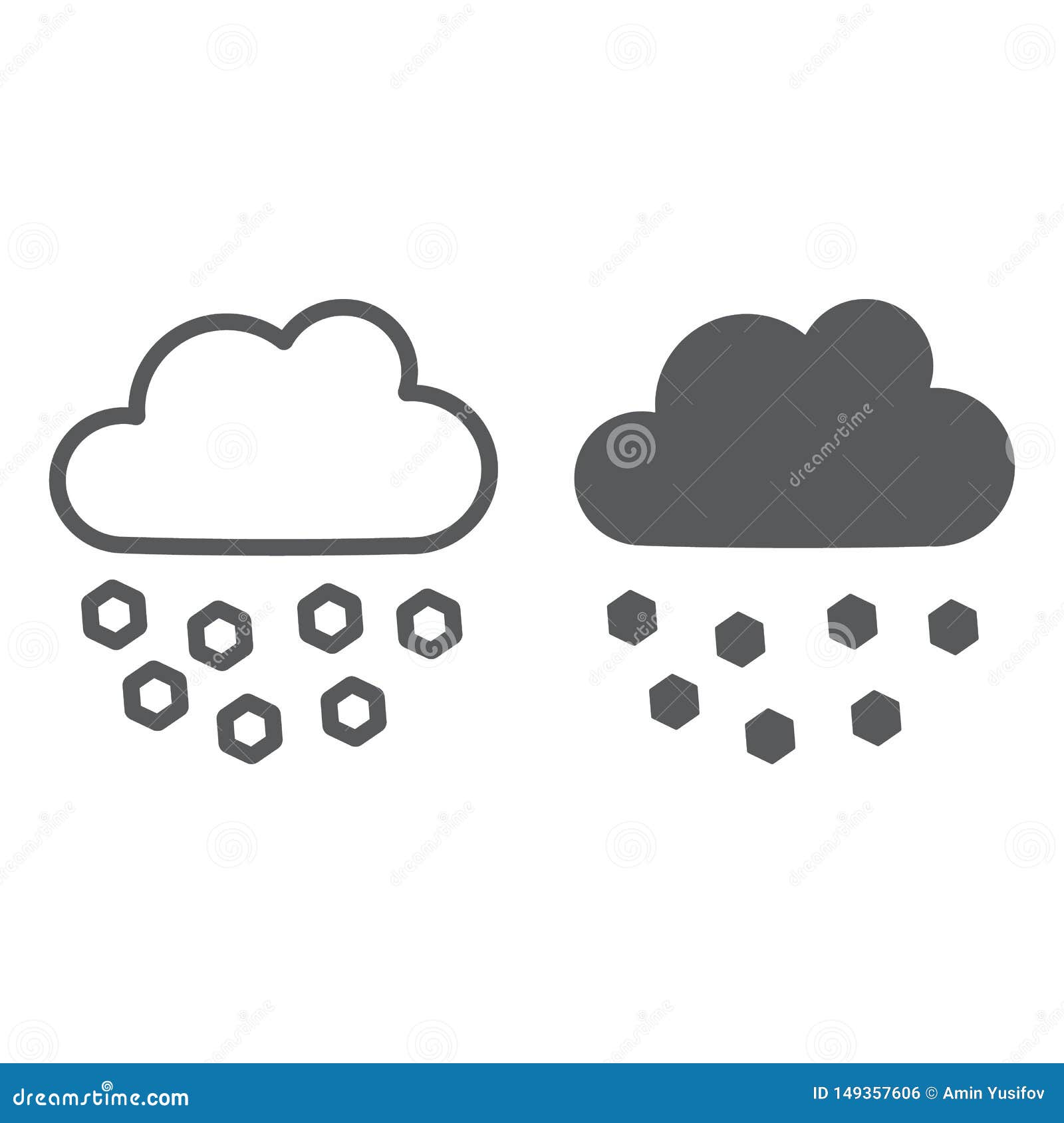 Hail Line and Glyph Icon, Weather and Meteorology, Cloud Sign, Vector ...