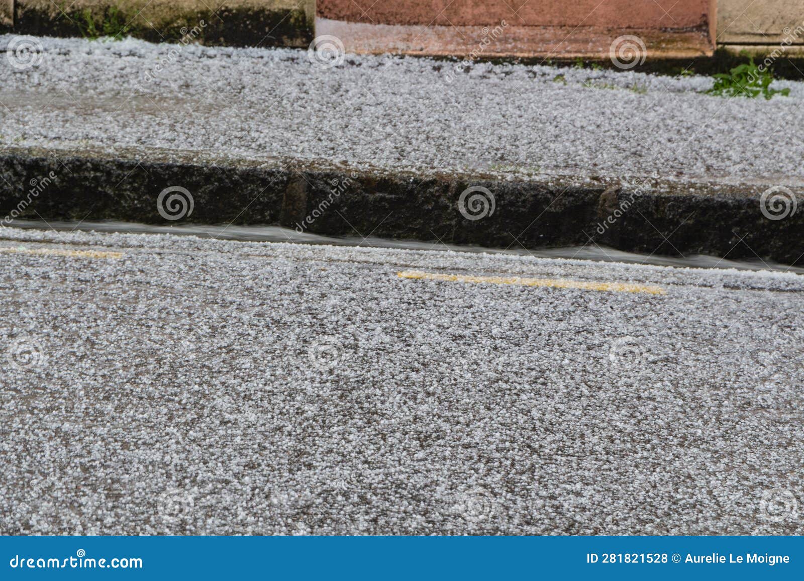 Hail on the Road and the Sidewalk Stock Photo - Image of brittany ...
