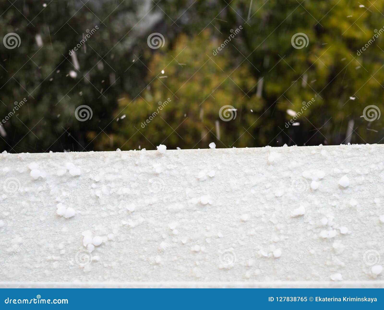 Hailstones Fall on the Window Sill during Rain Stock Image - Image of ...