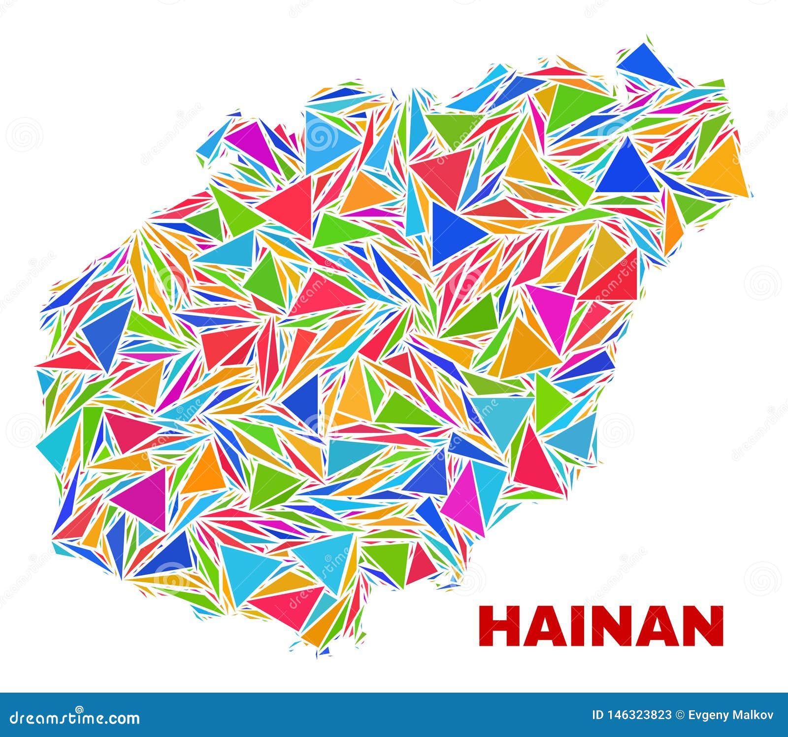 Hainan Map - Mosaic of Color Triangles Stock Vector - Illustration of ...
