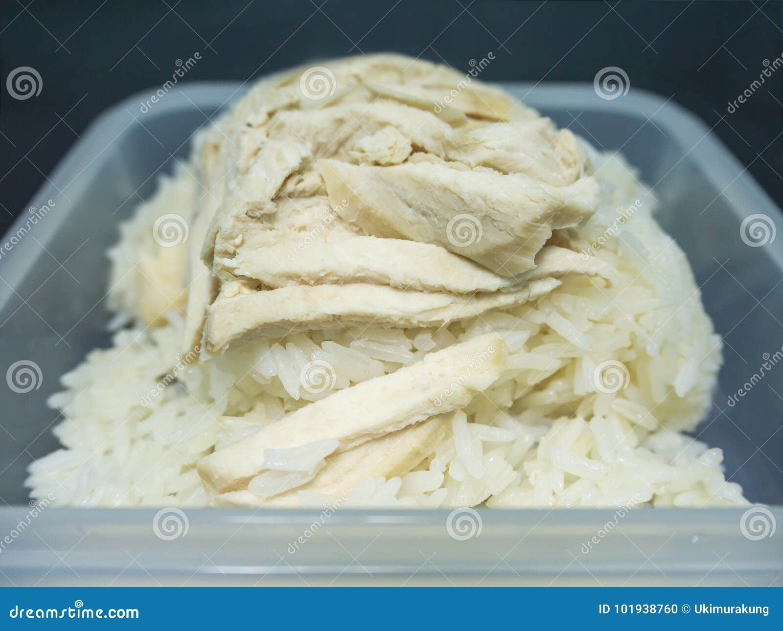 Hainanese Chicken Rice or Steam Chicken Rice in Box Lunch Stock Photo ...