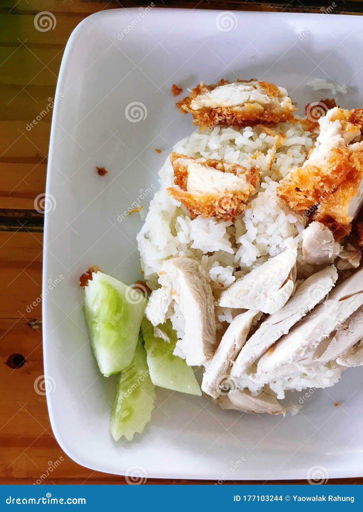 Steamed Chicken and White Rice Stock Photo - Image of lunch, hainanese ...