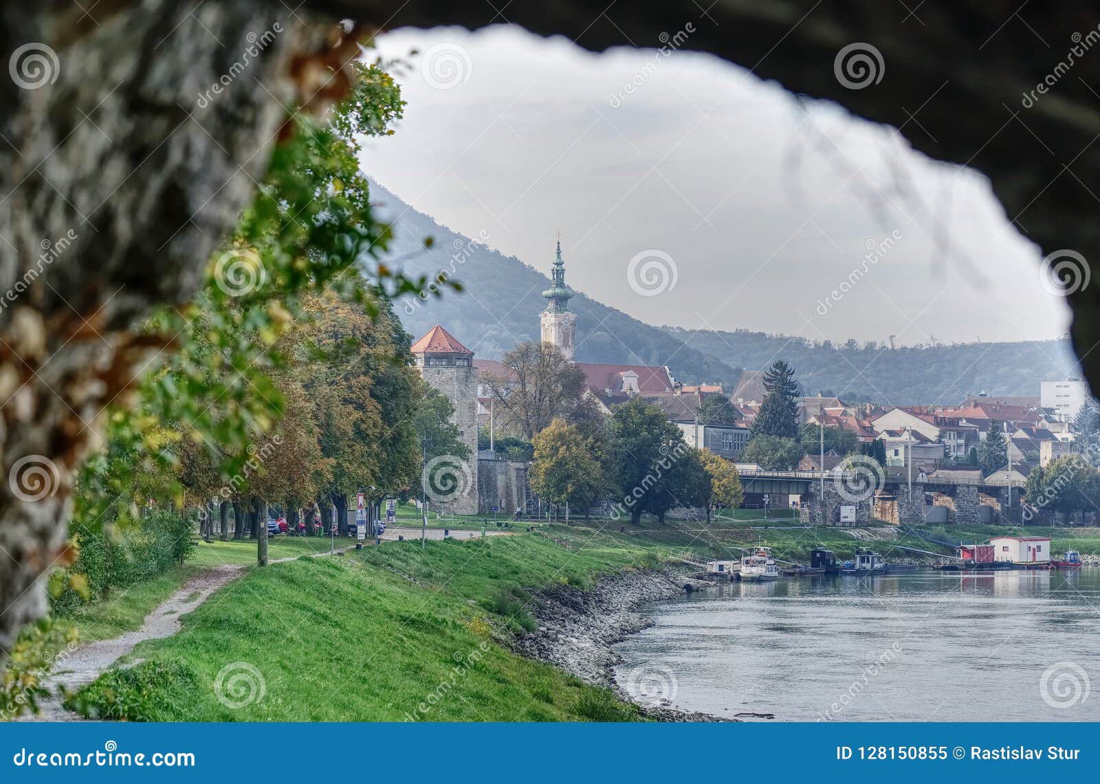 Hainburg city view stock image. Image of park, path - 128150855