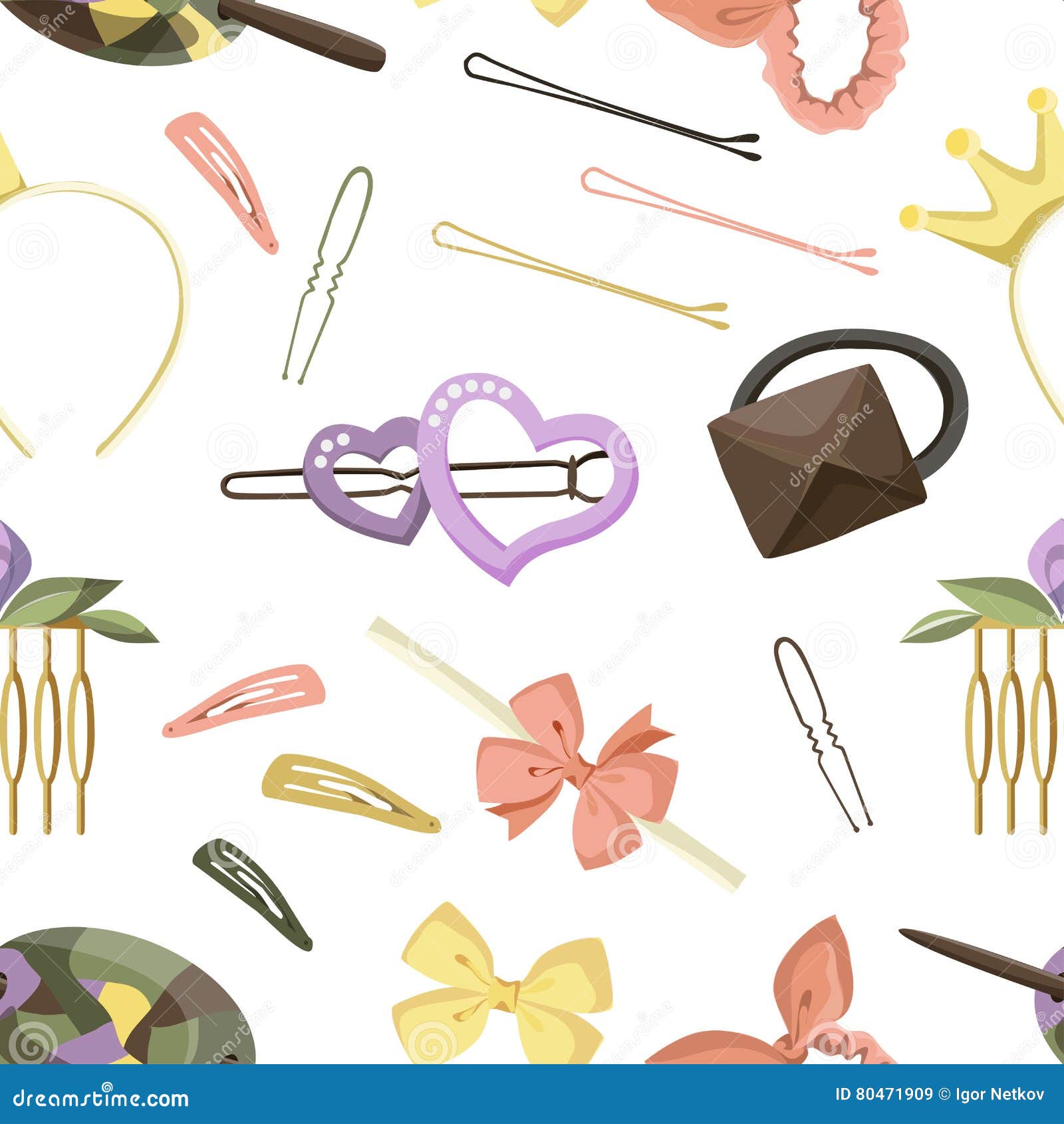 Hair Accessories Object Set Pattern Stock Vector - Illustration of ...