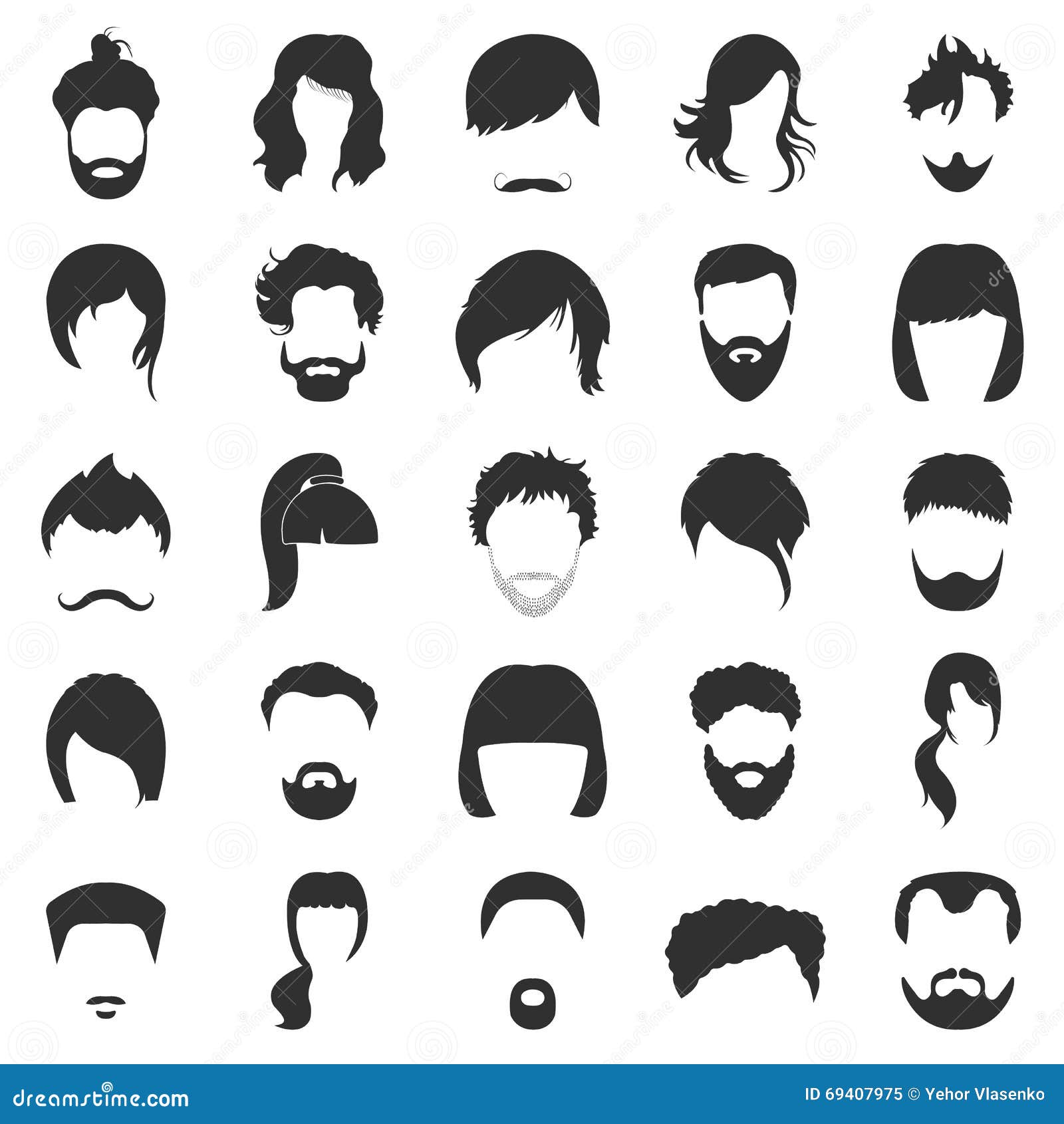 Hair 25 Black Simple Icons Set for Web Stock Vector - Illustration of ...