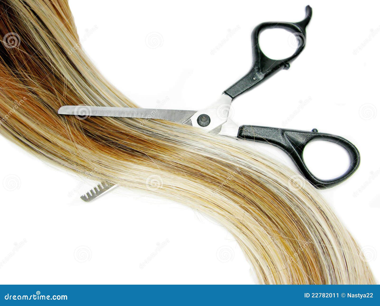 Hair Brush and Scissors in Highlight Hair Stock Image - Image of blonde ...