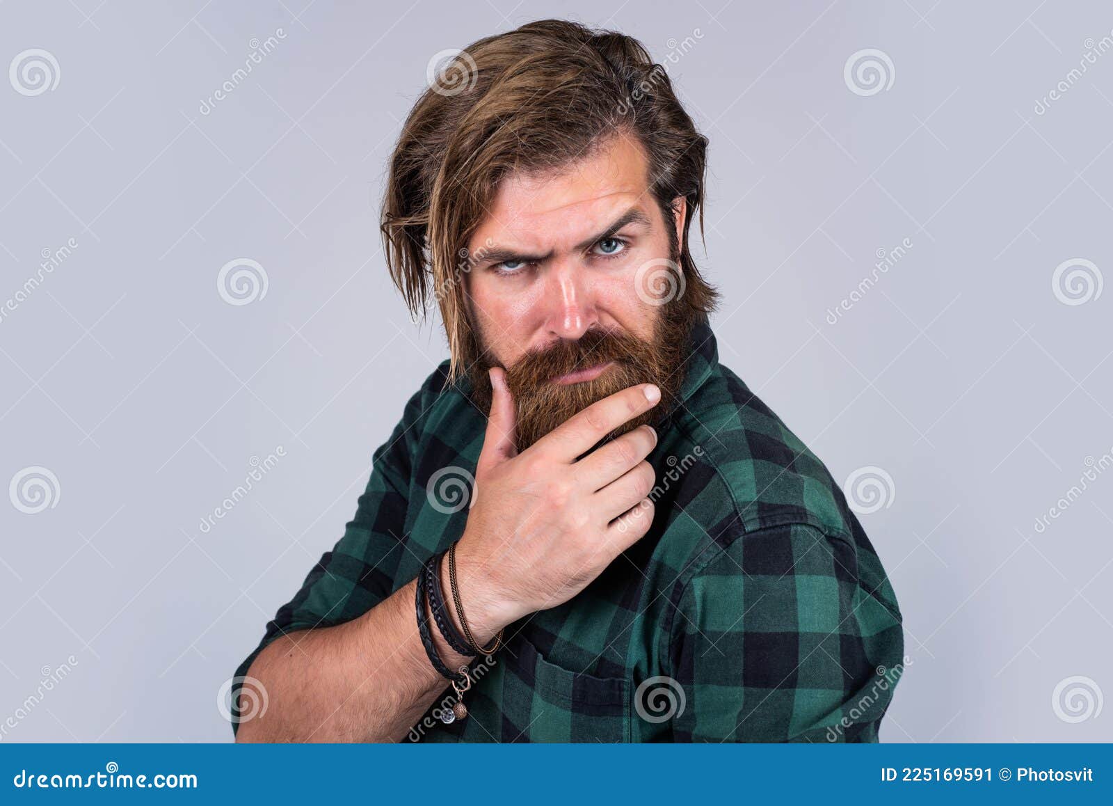 Hair Care And Beard Grooming Brutal Caucasian Hipster With Moustache