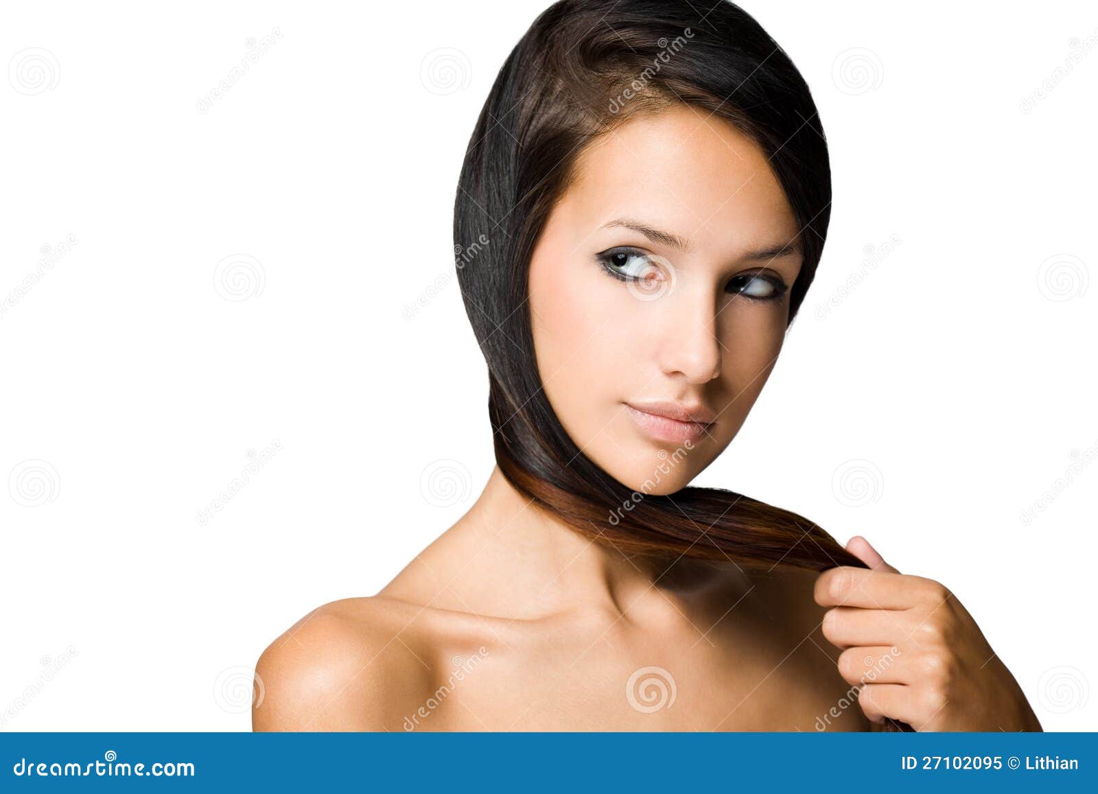 The hair check. stock image. Image of brunette, copy - 27102095