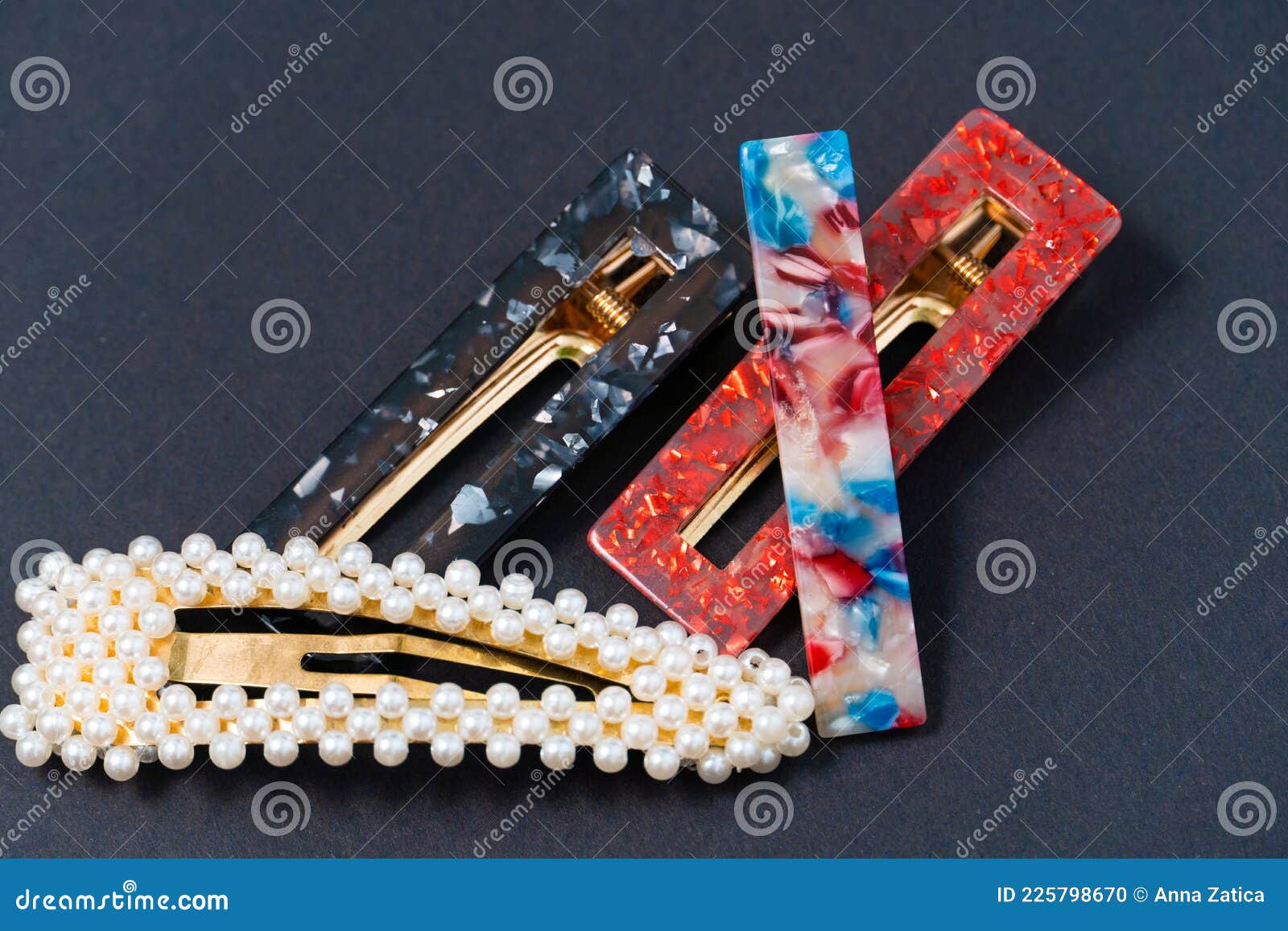 Hair Clips of Different Colours and Different Styles on a Dark ...