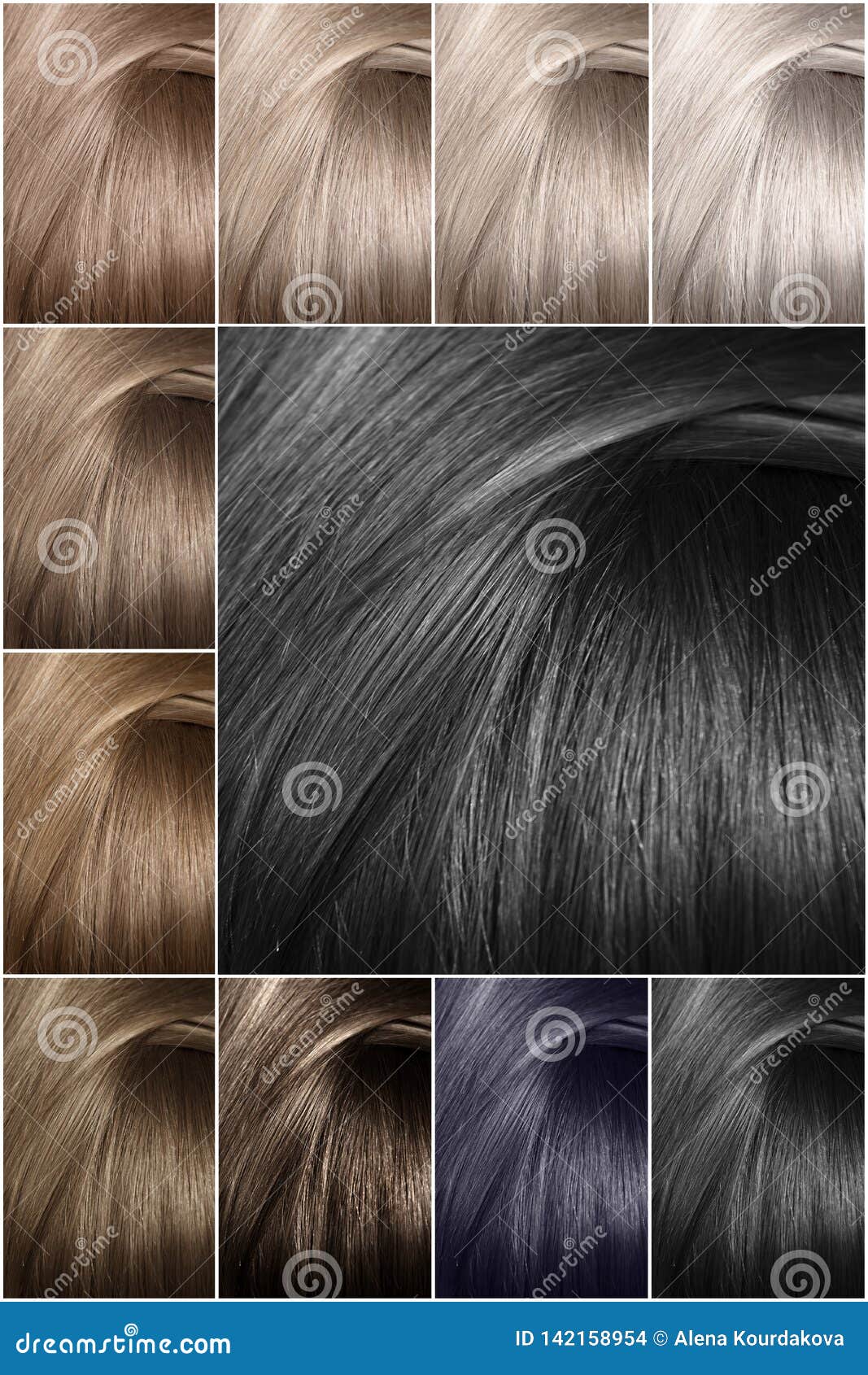 Hair Color Palette with a Wide Range of Samples. Samples of Colored ...