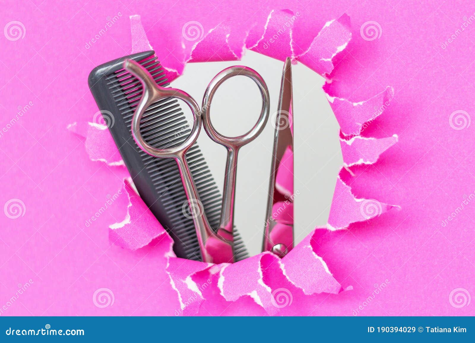 Pink Hair Scissors And Comb