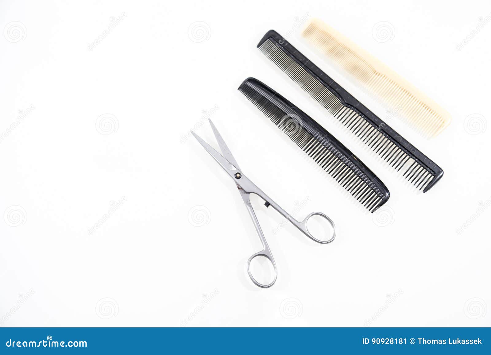 Hair Cutting Shears and Comb Isolated on White Stock Image - Image of ...