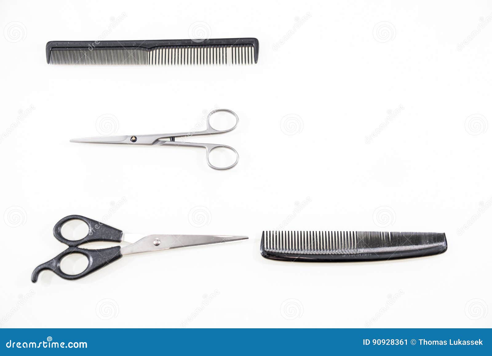 Hair Cutting Shears and Comb Isolated on White Stock Image - Image of ...