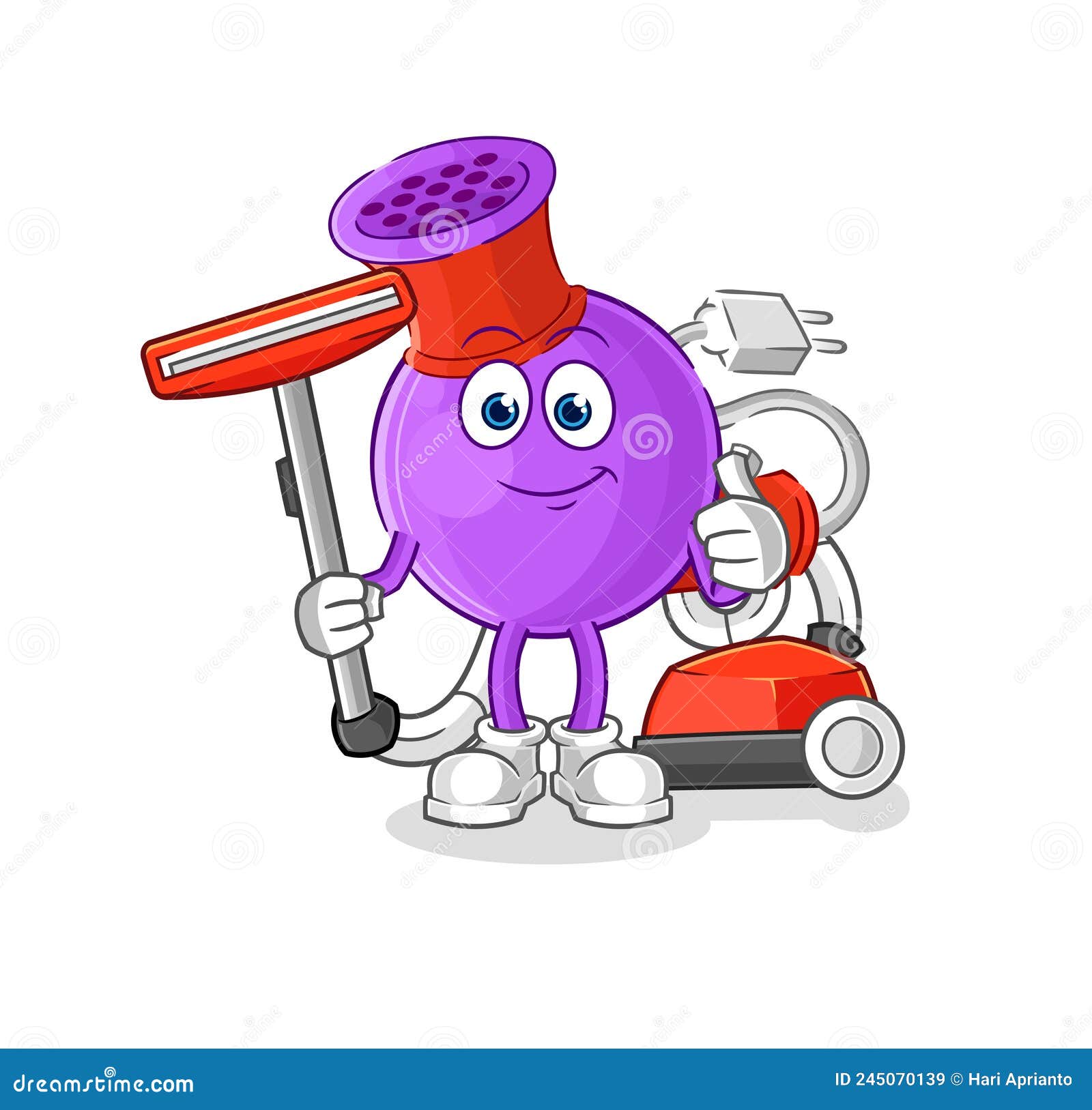 Hair Dryer Clean with a Vacuum . Character Vector Stock Vector ...