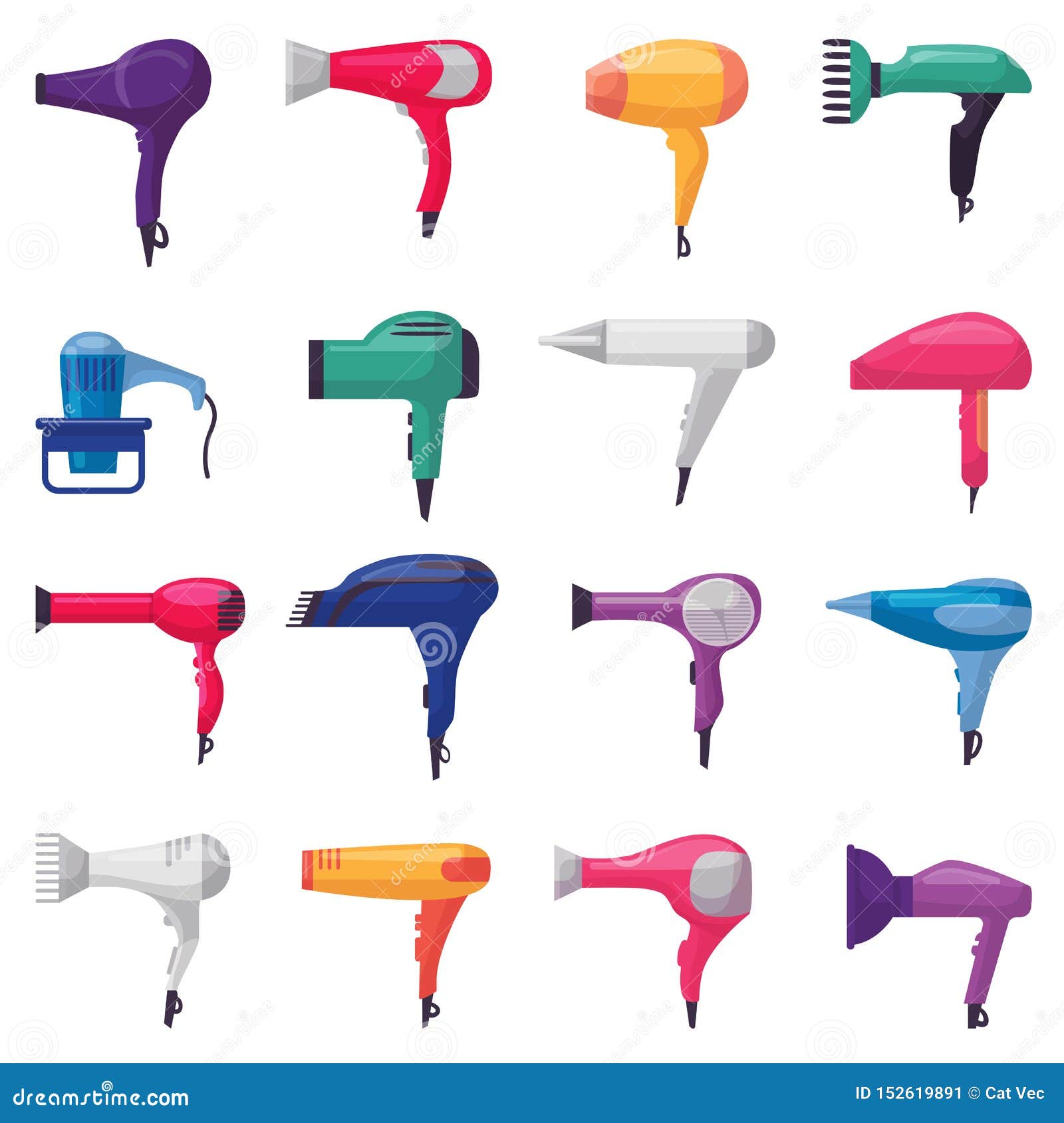 Hair Dryer Vector Fashion Hairdryer Of Hairdresser To Blow Dry And