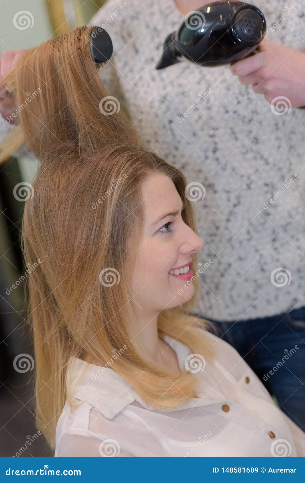 Hair Drying Process at Salon Stock Image - Image of people, beautiful ...
