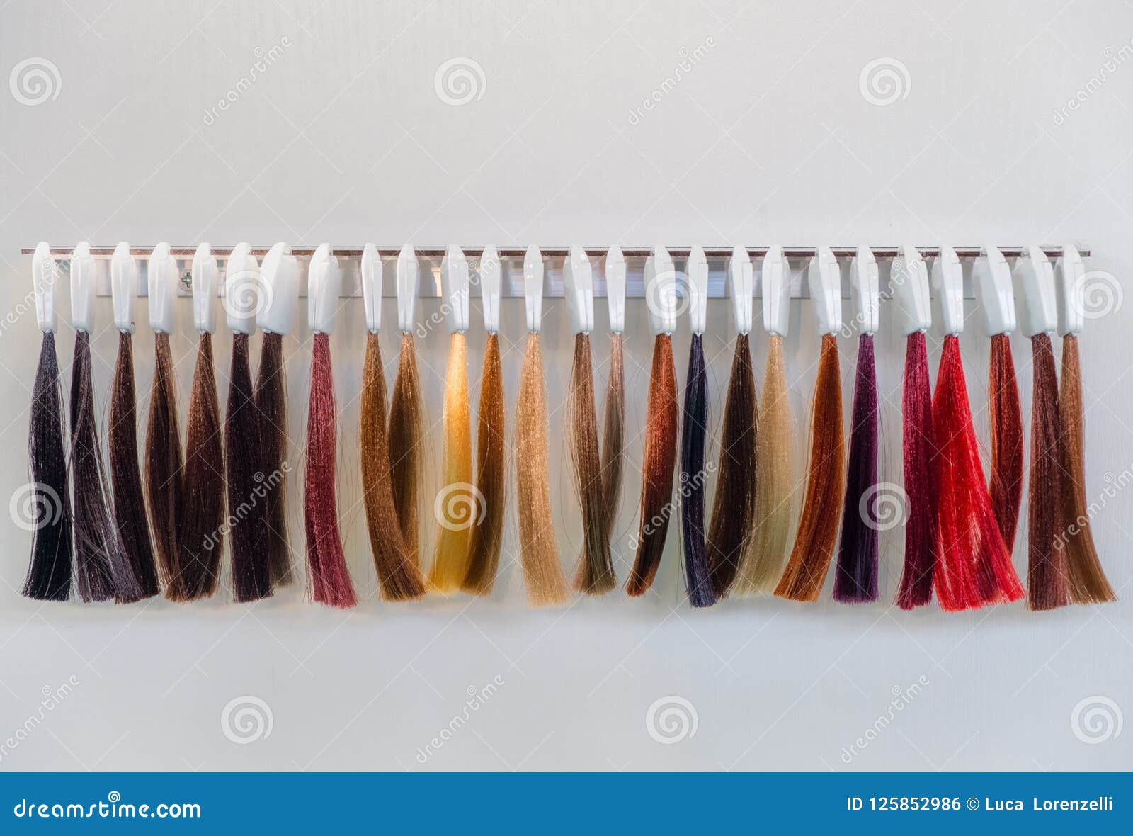 Hair Dye Strands Samples Hair Dresser Stock Photo - Image of extension ...