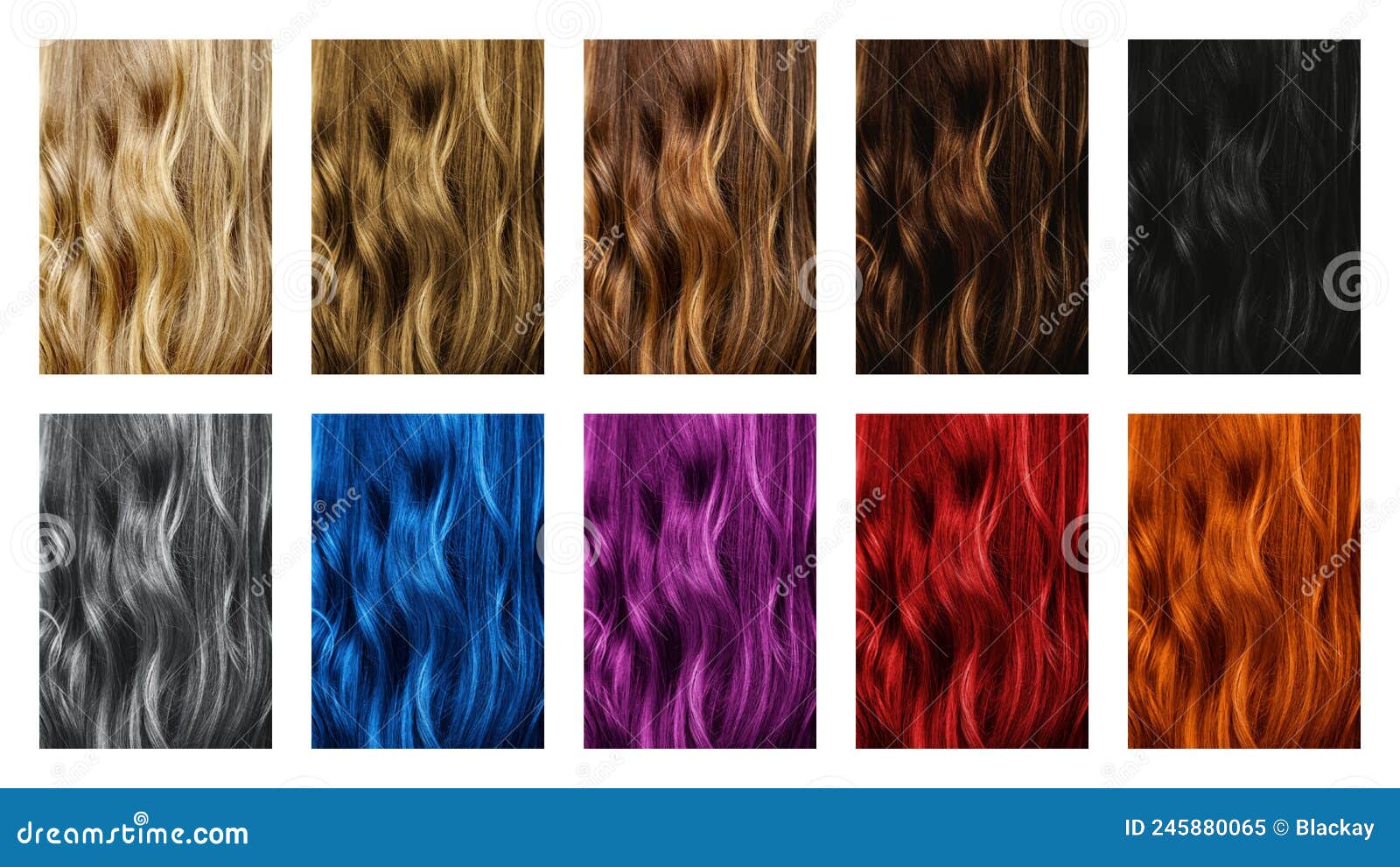 Hair Dyeing Colors. Set of Different Hair Color Samples Stock Image ...