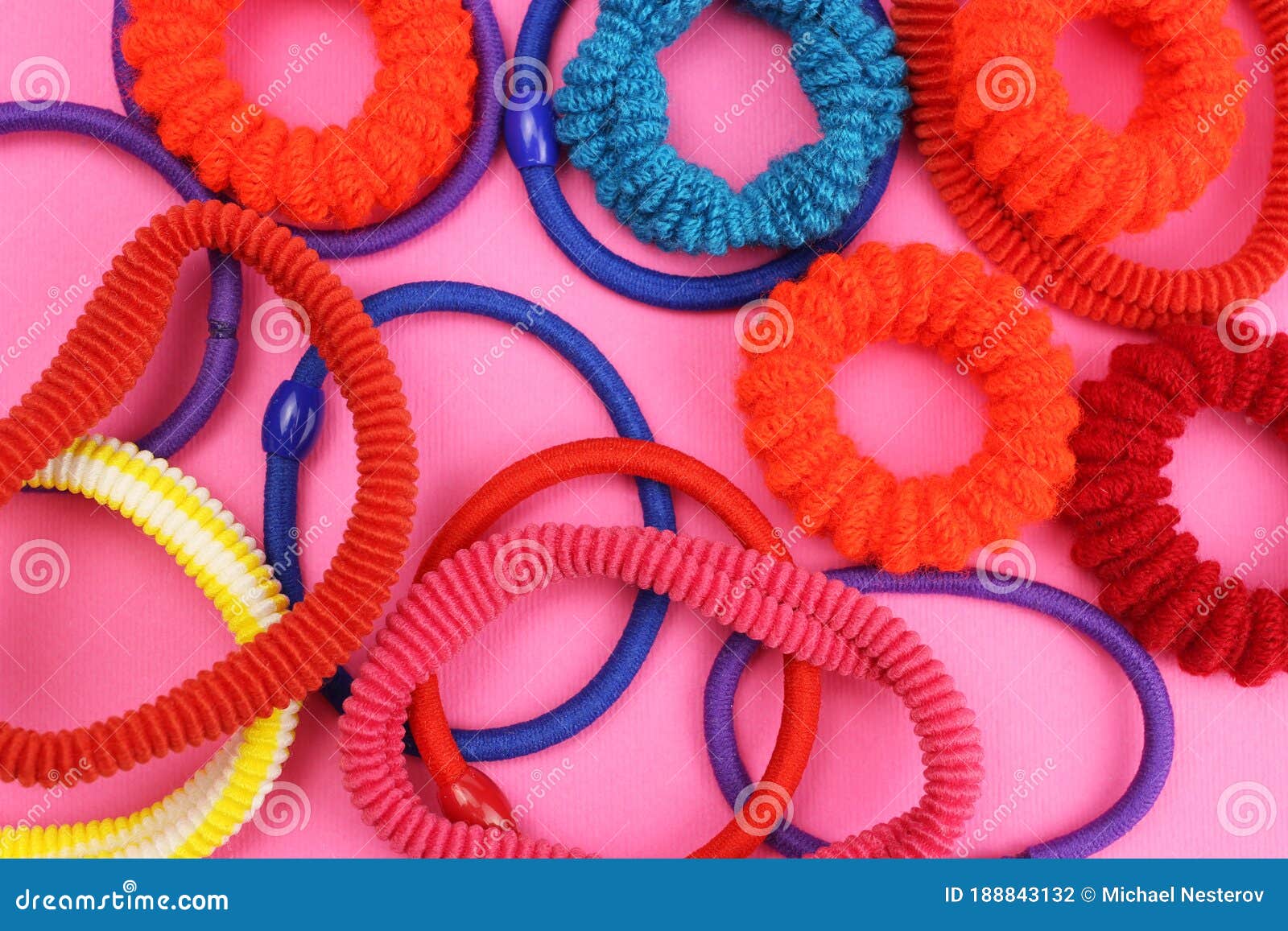 Hair Elastic Rings on a Pink Background Stock Photo - Image of ...