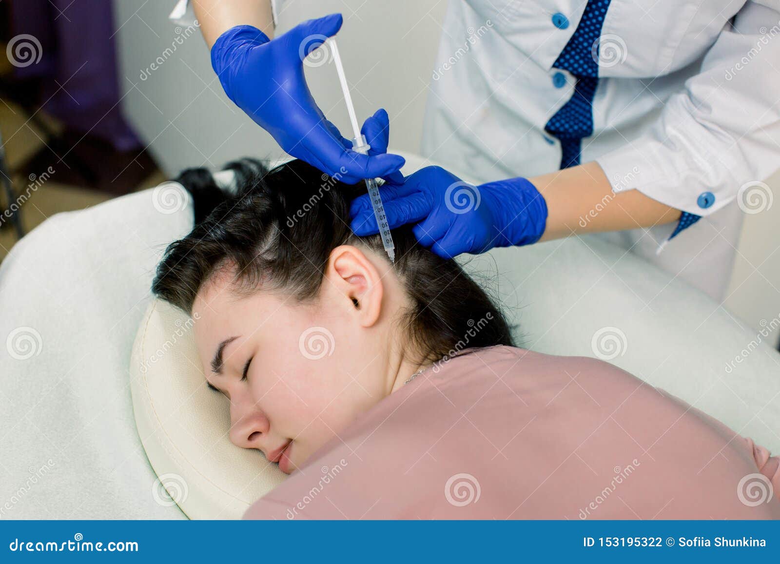 Hair Loss Problem Mesotherapy Woman With Hair Loss Problem Receiving