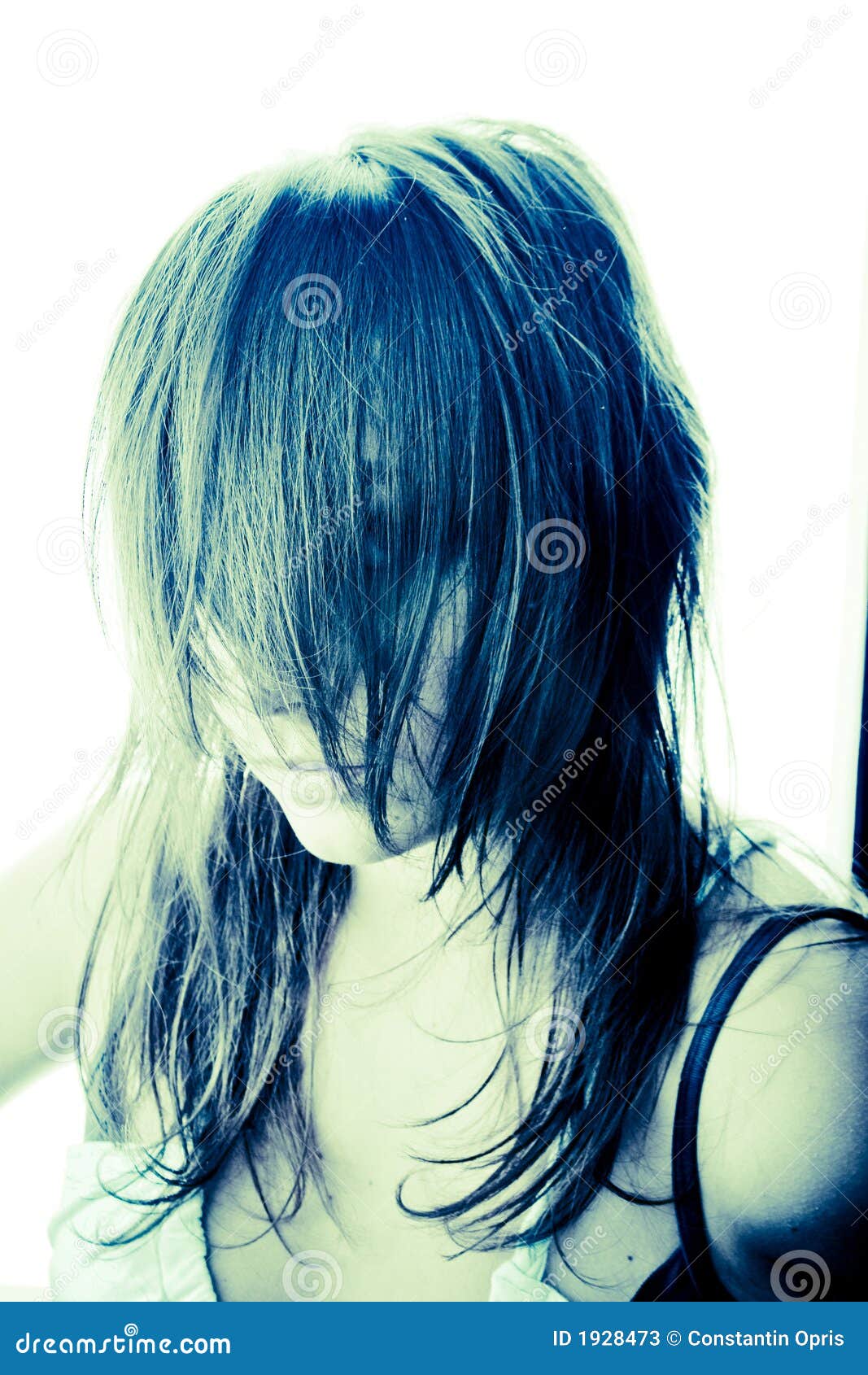 Hair over a girl s face stock image. Image of tangled - 1928473