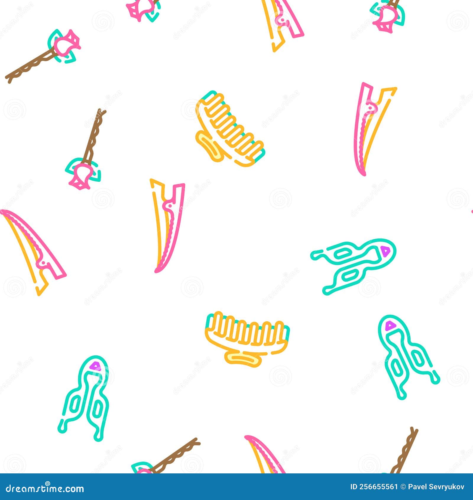 Hair Pin Decorative Accessory Vector Seamless Pattern Stock ...