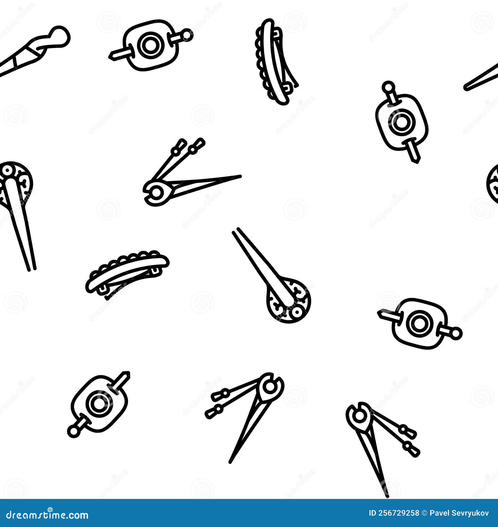 Hair Pin Decorative Accessory Vector Seamless Pattern Stock ...