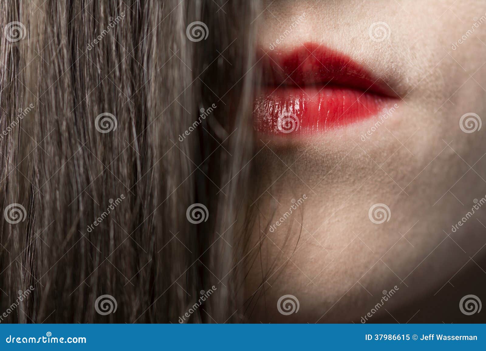 Hair and Red Lipstick stock image. Image of style, close - 37986615